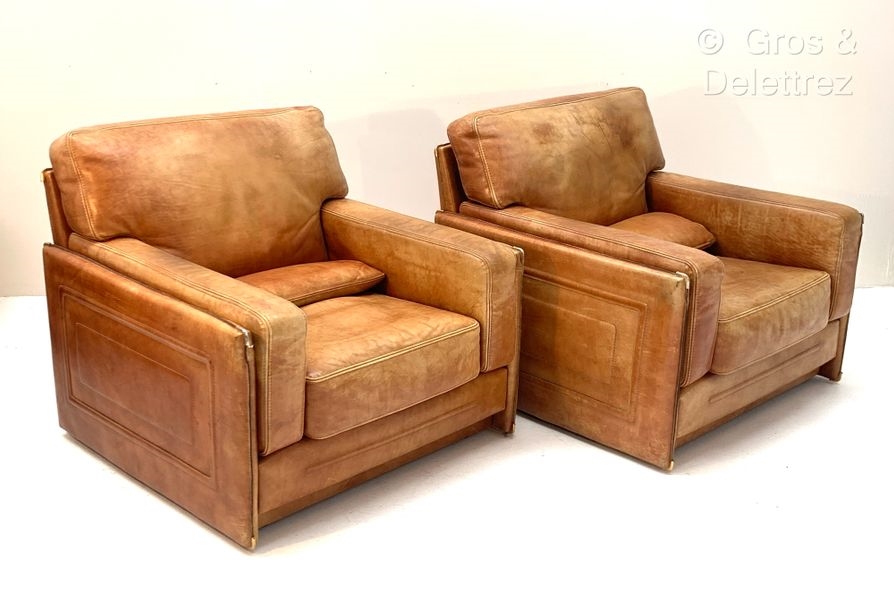 Marco Milicich | Marco MILICICH for BAXTER ARCON Pair of cognac leather ...