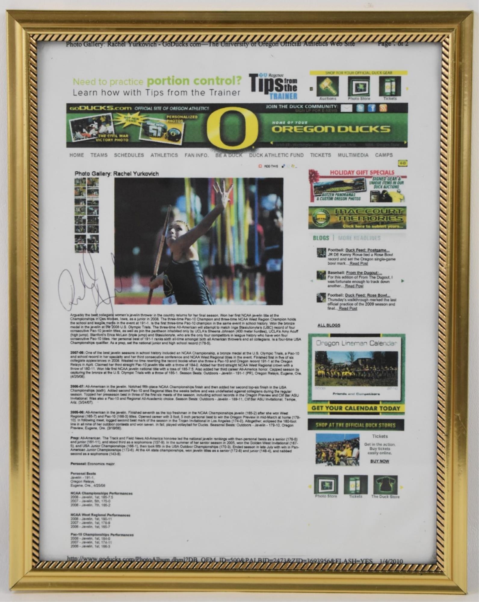 Rachel Yurkovich | RACHEL YURKOVICH JAVELIN THROWER SIGNED PHOTO ...