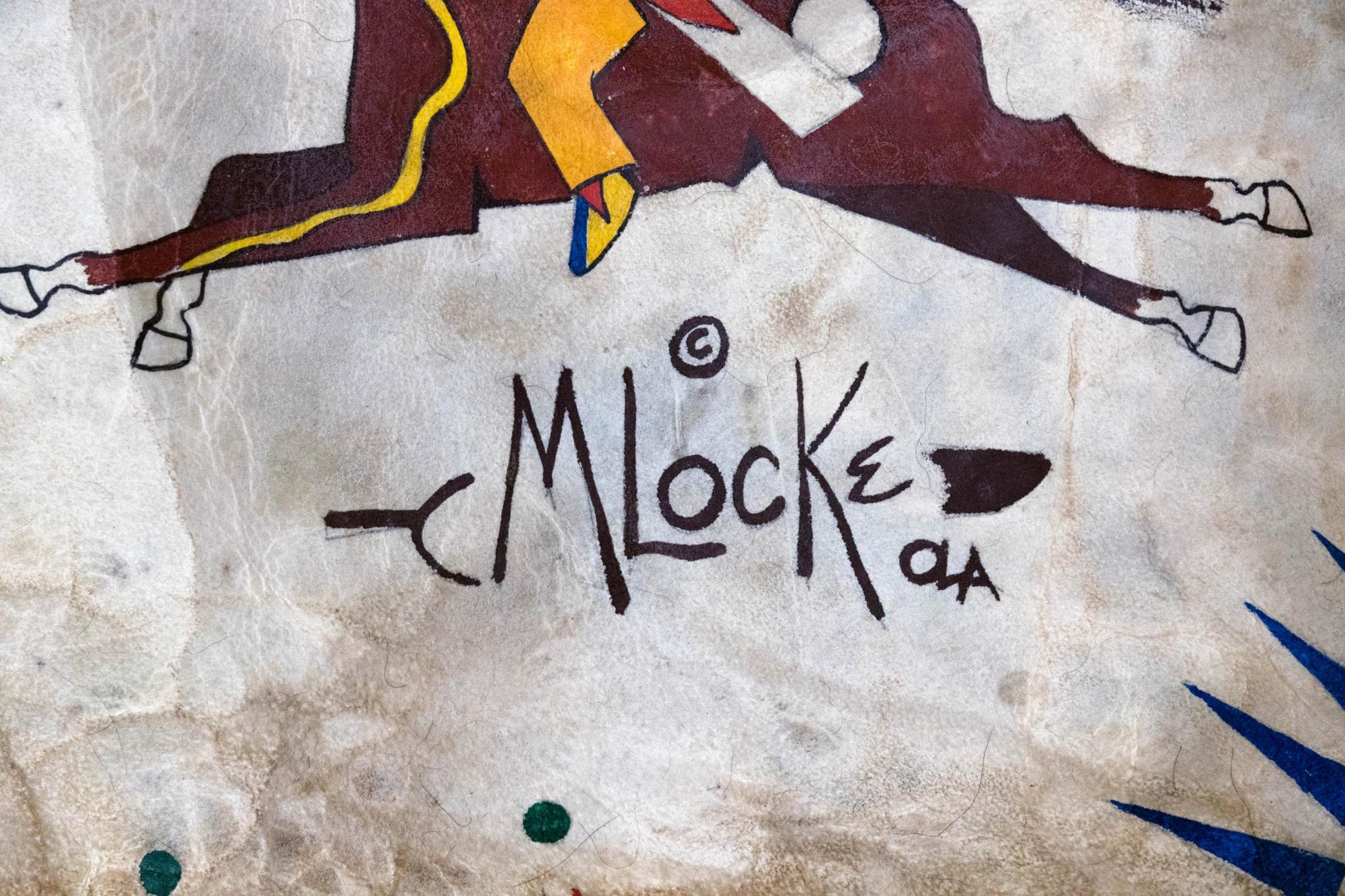Merle Locke | Lakota buffalo hide robe warrior painting | MutualArt