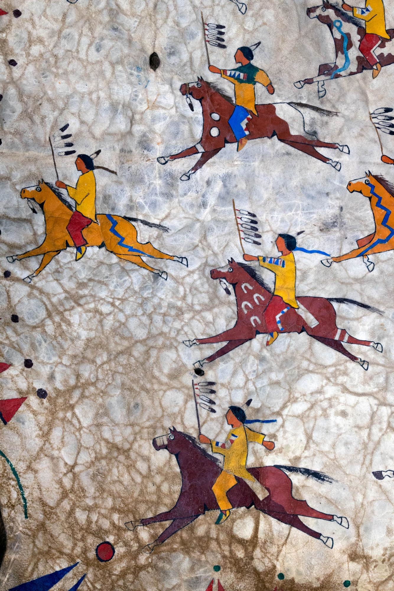Merle Locke | Lakota buffalo hide robe warrior painting | MutualArt