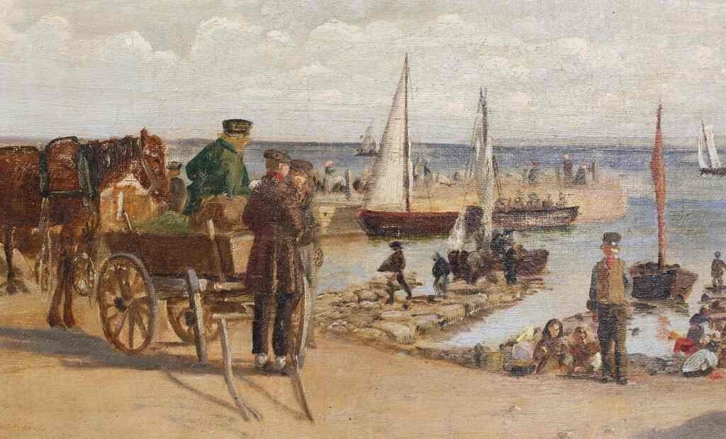 Wilhelm Pacht | People in coastal landscape scene. | MutualArt