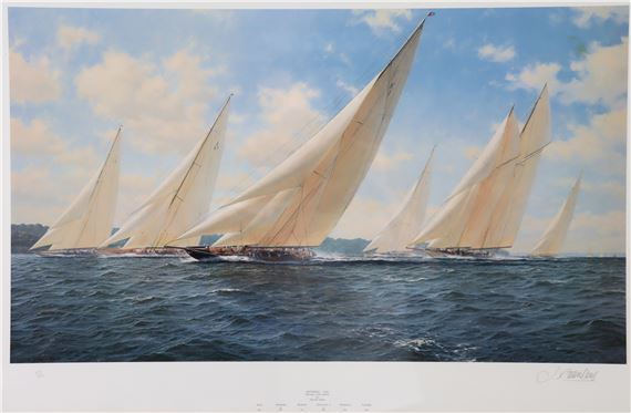 John Steven Dews | . “Britannia 1933, Racing In The Solent”; coloured ...