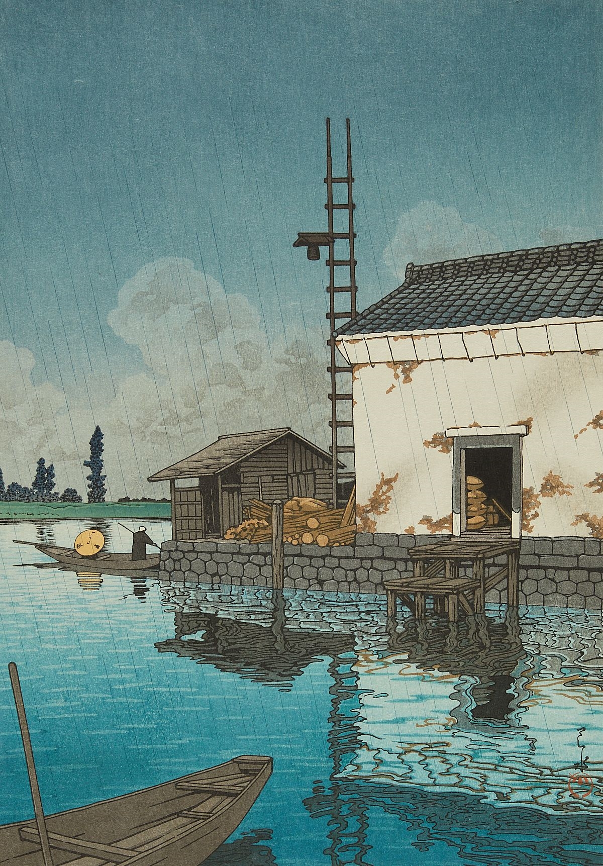Hasui Kawase | Rain at Ushibori | MutualArt