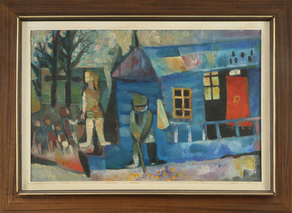 Leo Roth | Figures near a Synagogue | MutualArt
