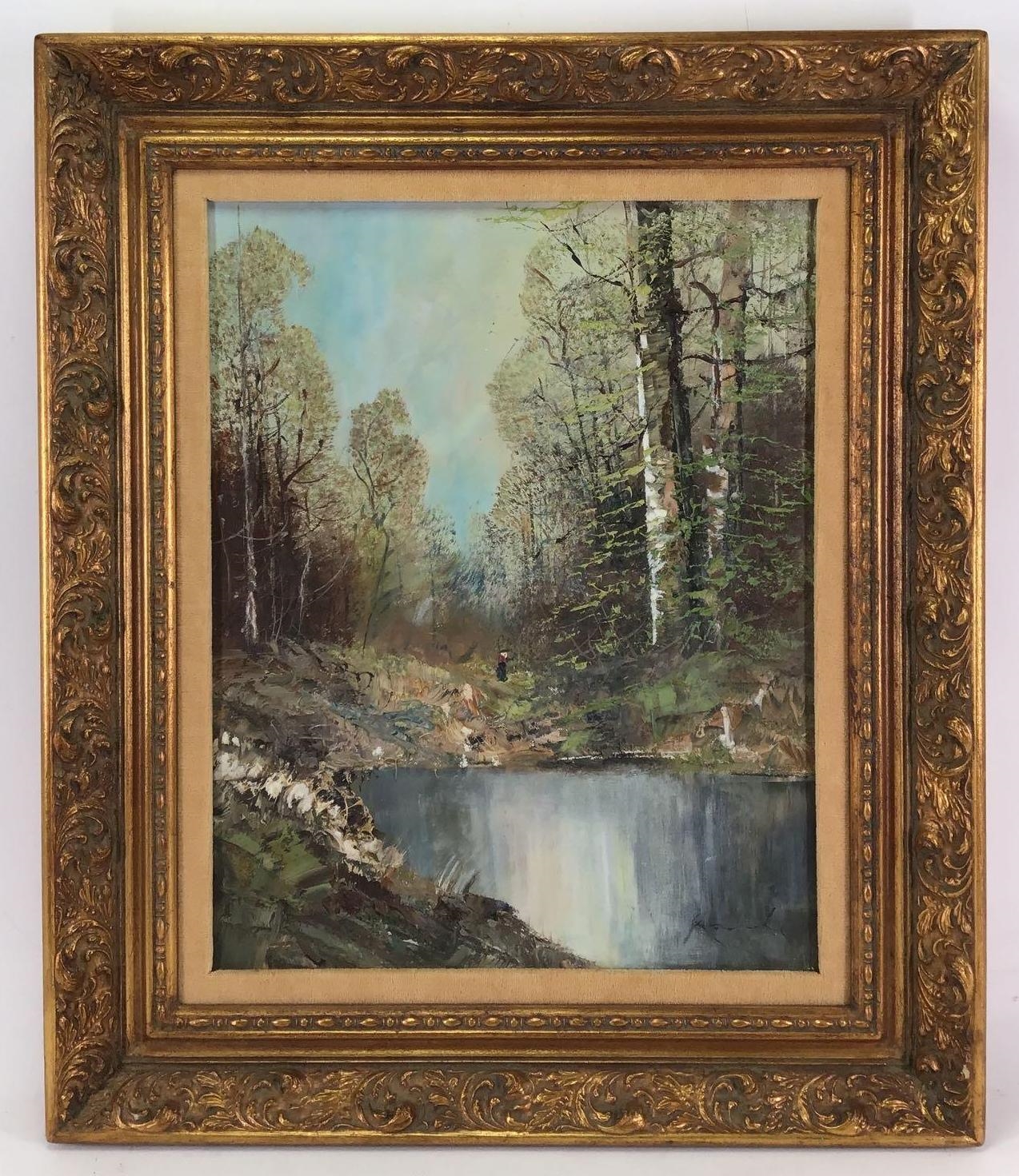 Kort | Forest landscape with pond and figure | MutualArt