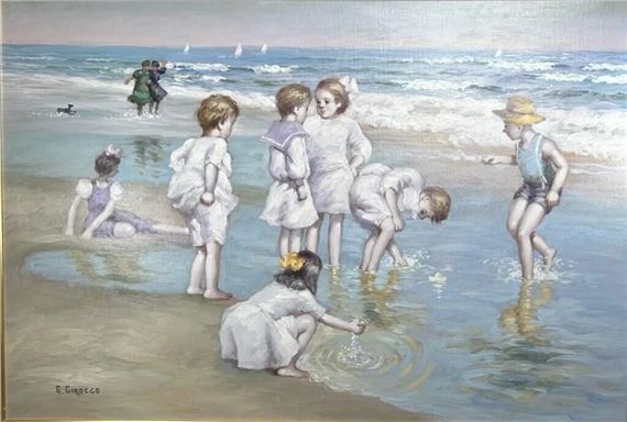 G. Cirocco | Children playing at the beach (20th Century) | MutualArt