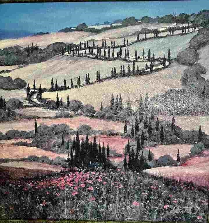 Steve Thomas | Field of poppies on mountainside | MutualArt