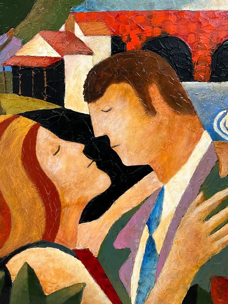 Tom Andersen | TOM ANDERSEN ACRYLIC ON BOARD - THE KISS - SIGNED LOWER RIGHT - 60.2CM (H) X 60 ...