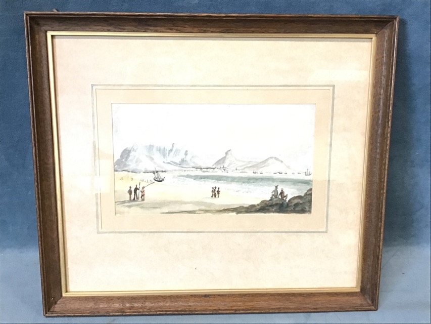 Charles Davidson Bell | coastal view with figures on beach (1857 ...