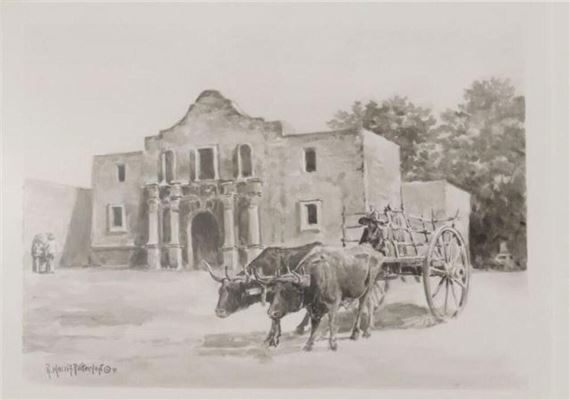 Rick Morris Patterson | The Alamo with Ox-Wagon (2019) | MutualArt