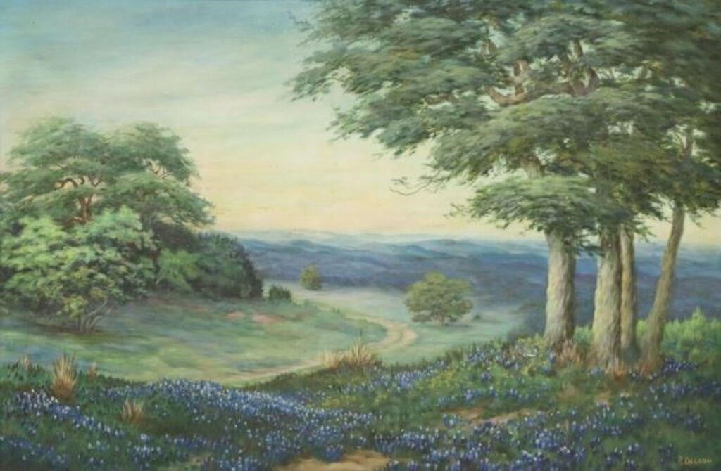 Robert De Leon | Hill Country Landscape with Bluebonnets | MutualArt