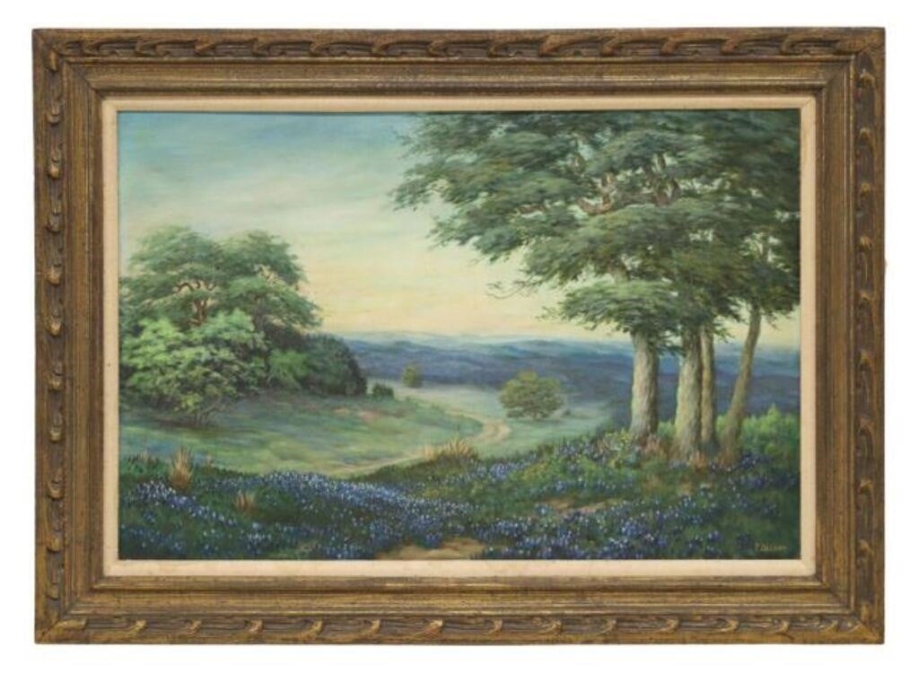 Robert De Leon | Hill Country Landscape with Bluebonnets | MutualArt