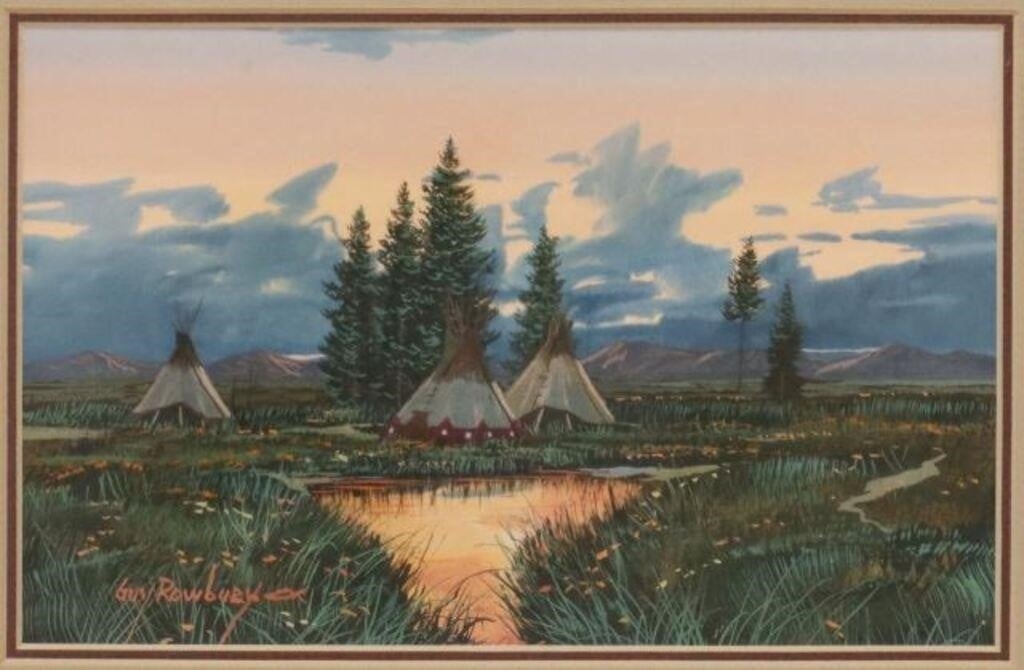 Guy Rowbury | Sunset over Native American Camp | MutualArt