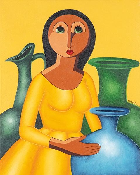 Pedro Ciprian | Mujer con cántaro azul (2001) | MutualArt
