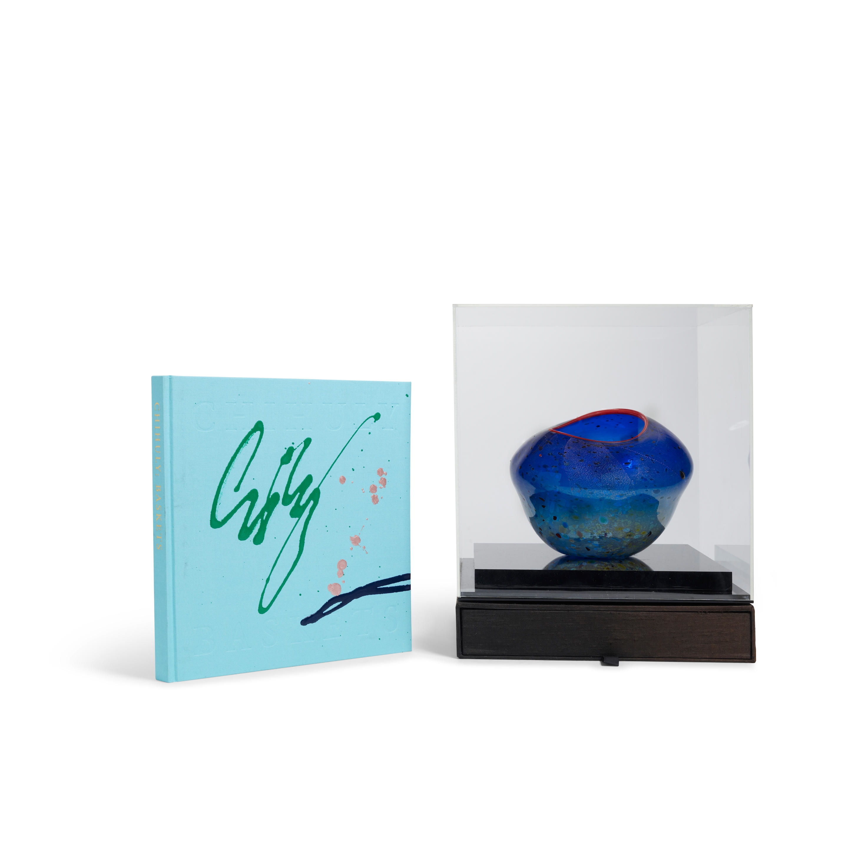 Dale Chihuly | Cobalt Blue Basket with Cadmium Red Lip Wrap (1994 ...