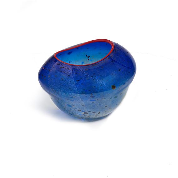 Dale Chihuly | Cobalt Blue Basket with Cadmium Red Lip Wrap (1994 ...