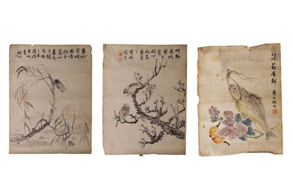Lu Hui | LU HUI(1851-1920): THREE 'BIRDS AND FLOWERS' PAINTINGS | MutualArt