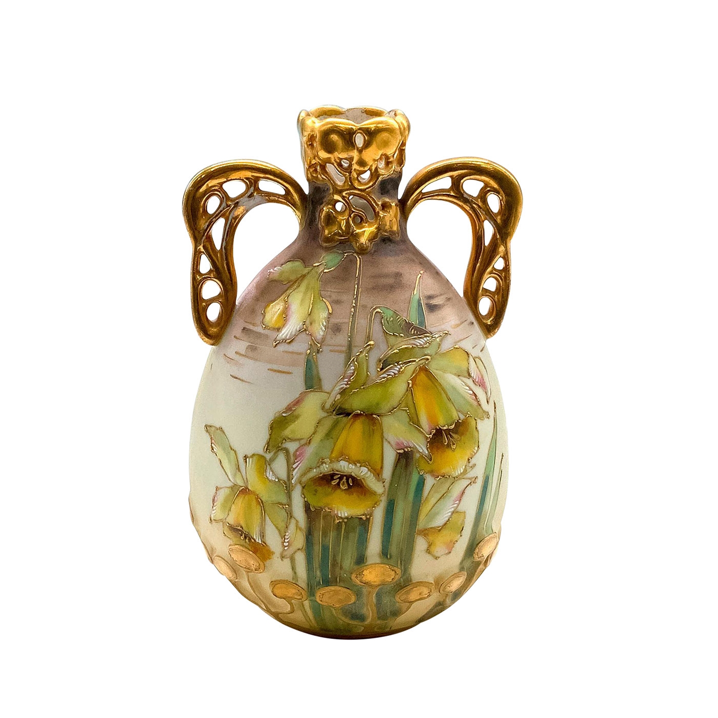 Art Nouveau School | Turn Teplitz RStK Art Nouveau Floral Gilt Amphora ...