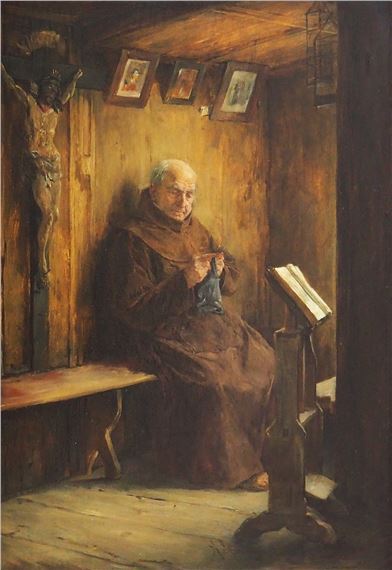 Alphons Spring | Interieurszene mit sitzendem Kapuzinermönch (1843 ...