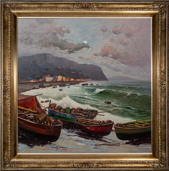 Vittorio Colucci | Paesaggio costiero napoletano con barche | MutualArt