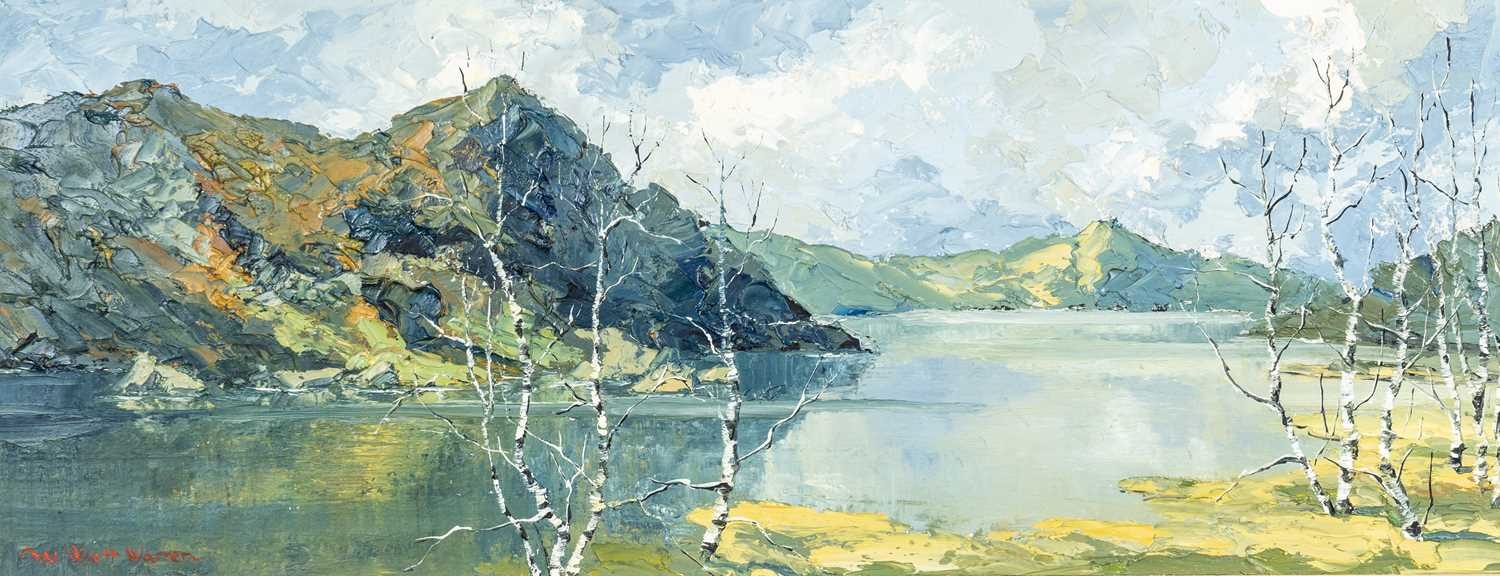 Charles Wyatt Warren | Eryri landscape with lake and silver birch trees ...