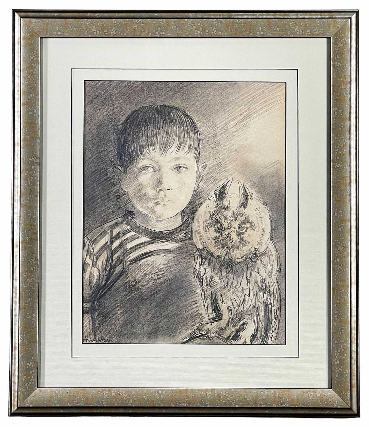 Andrew Vicari | Portrait of a young boy with owl | MutualArt