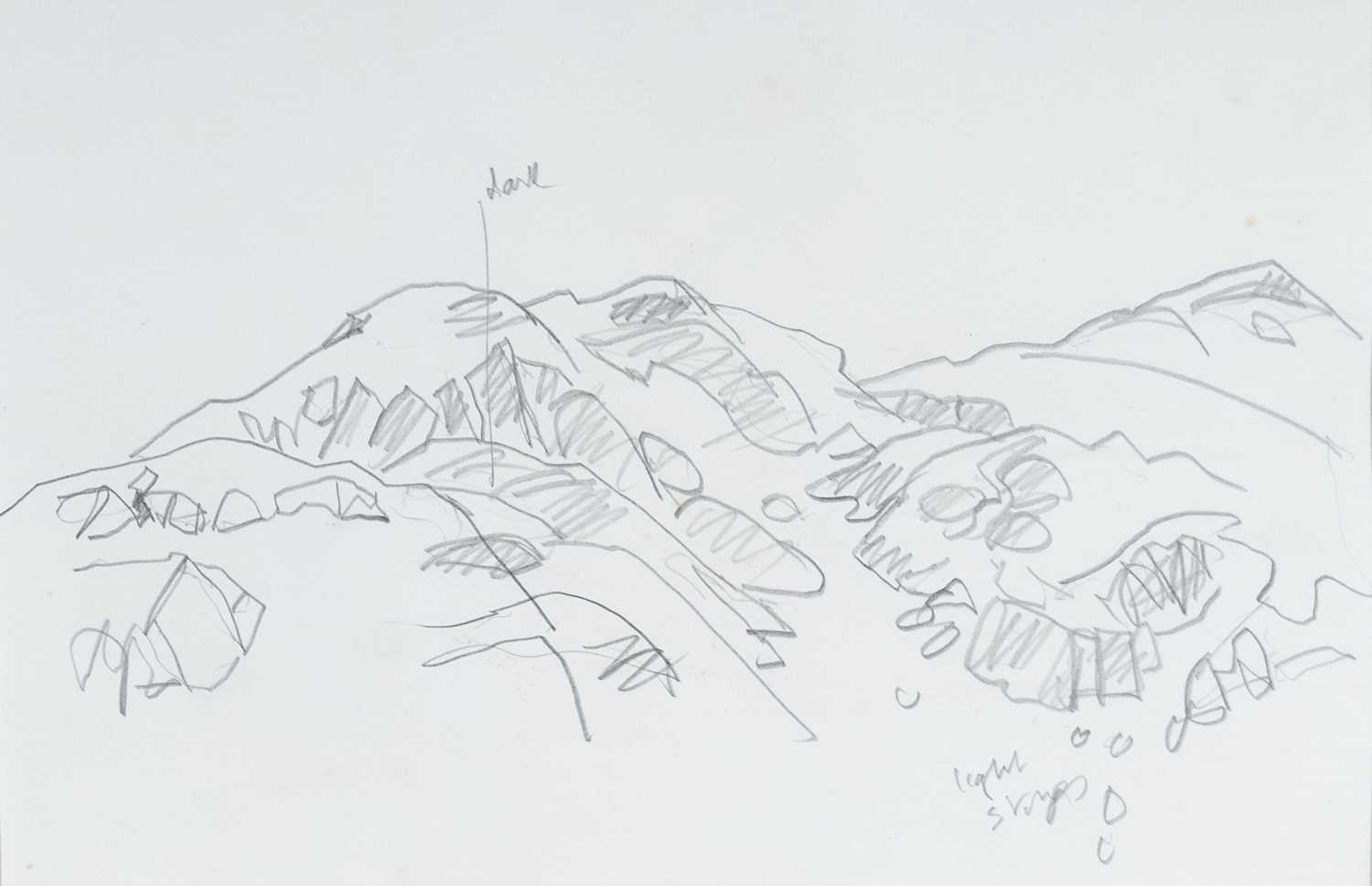 Kyffin Williams | Mountain range with annotations | MutualArt