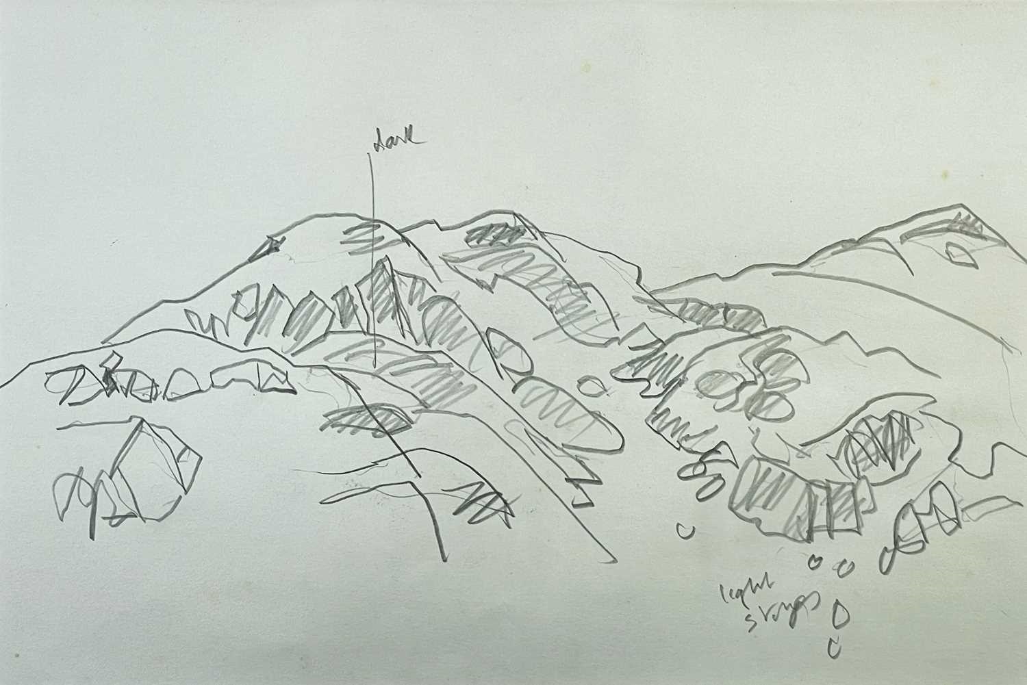 Kyffin Williams | Mountain range with annotations | MutualArt