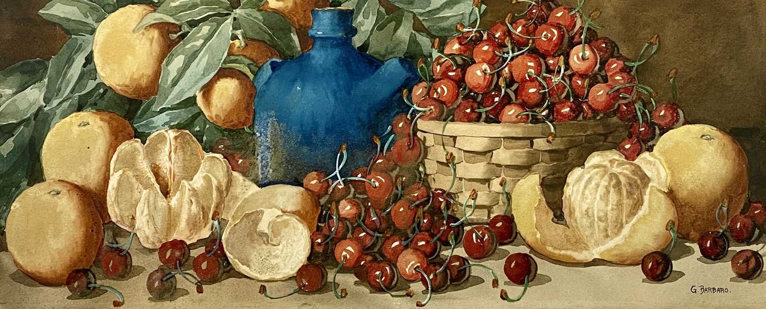 Giovanni Barbaro | Still Life of fruit; Harbour view through an open ...