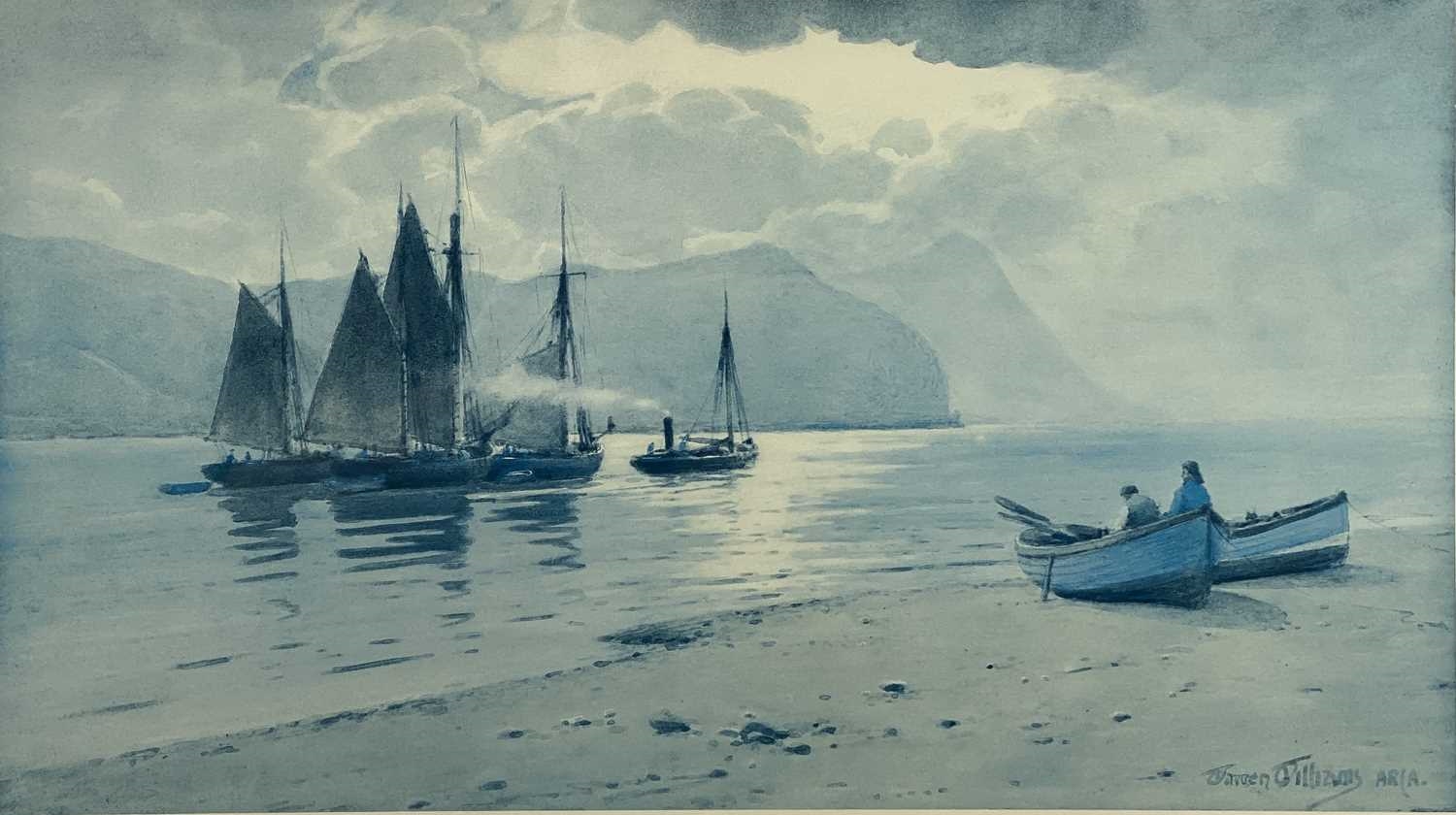Warren Williams | Sunset over Conwy; Sailing boats and steamboats with ...