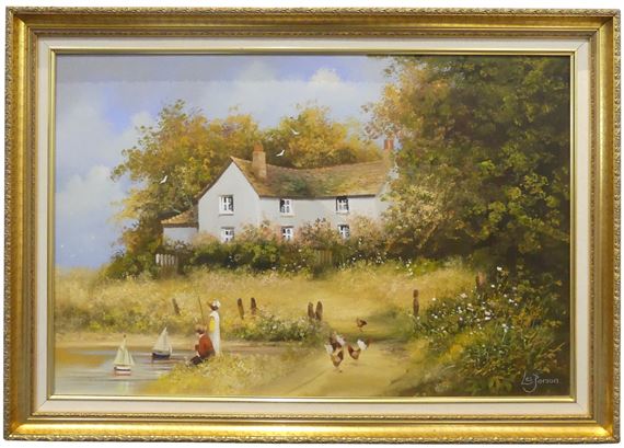 Les Parson | Edwardian children with pond yachts in a rural landscape ...