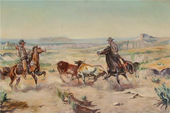Charles Marion Russell | Roping the Steer | MutualArt