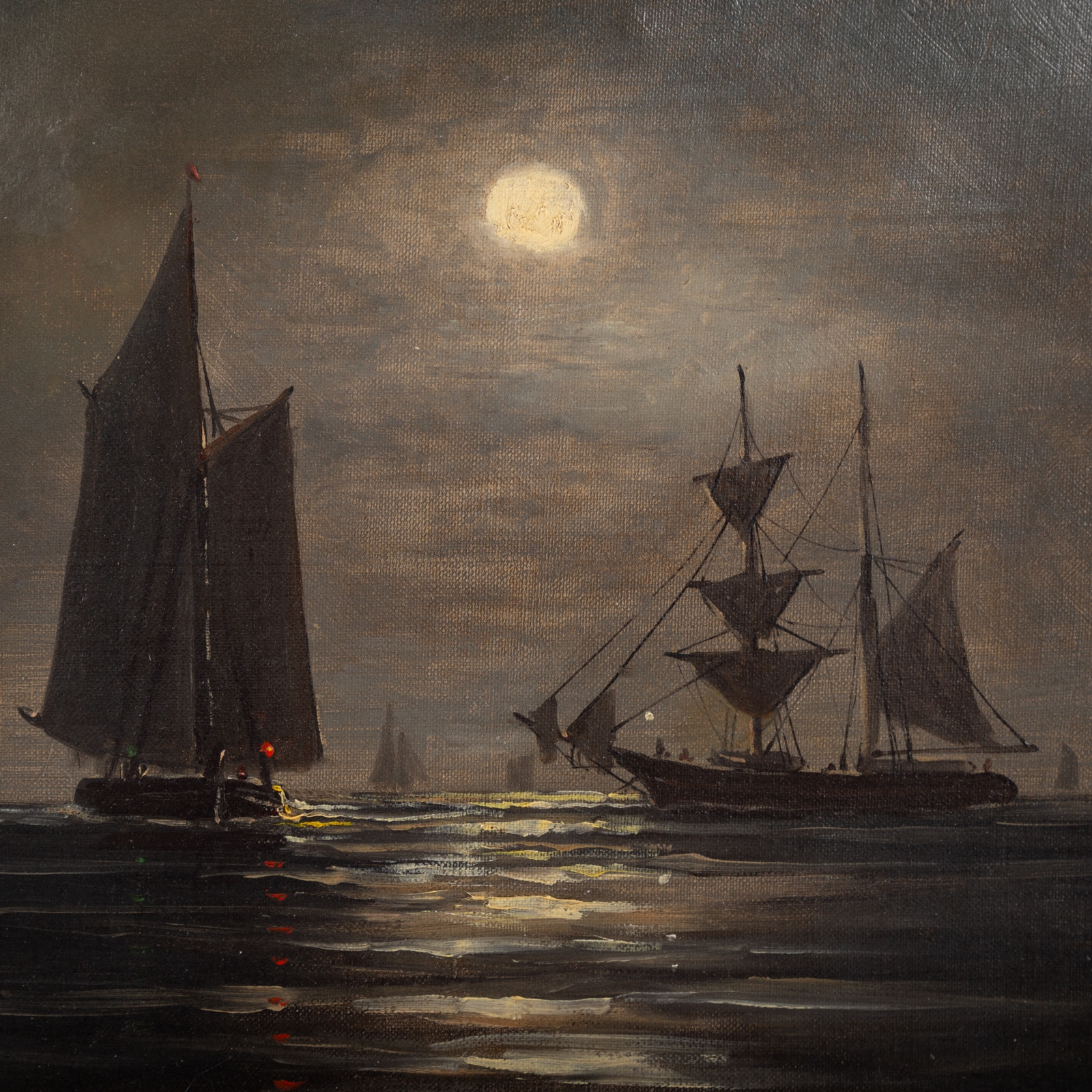 G. Duval | Ships in Moonlit Harbor | MutualArt