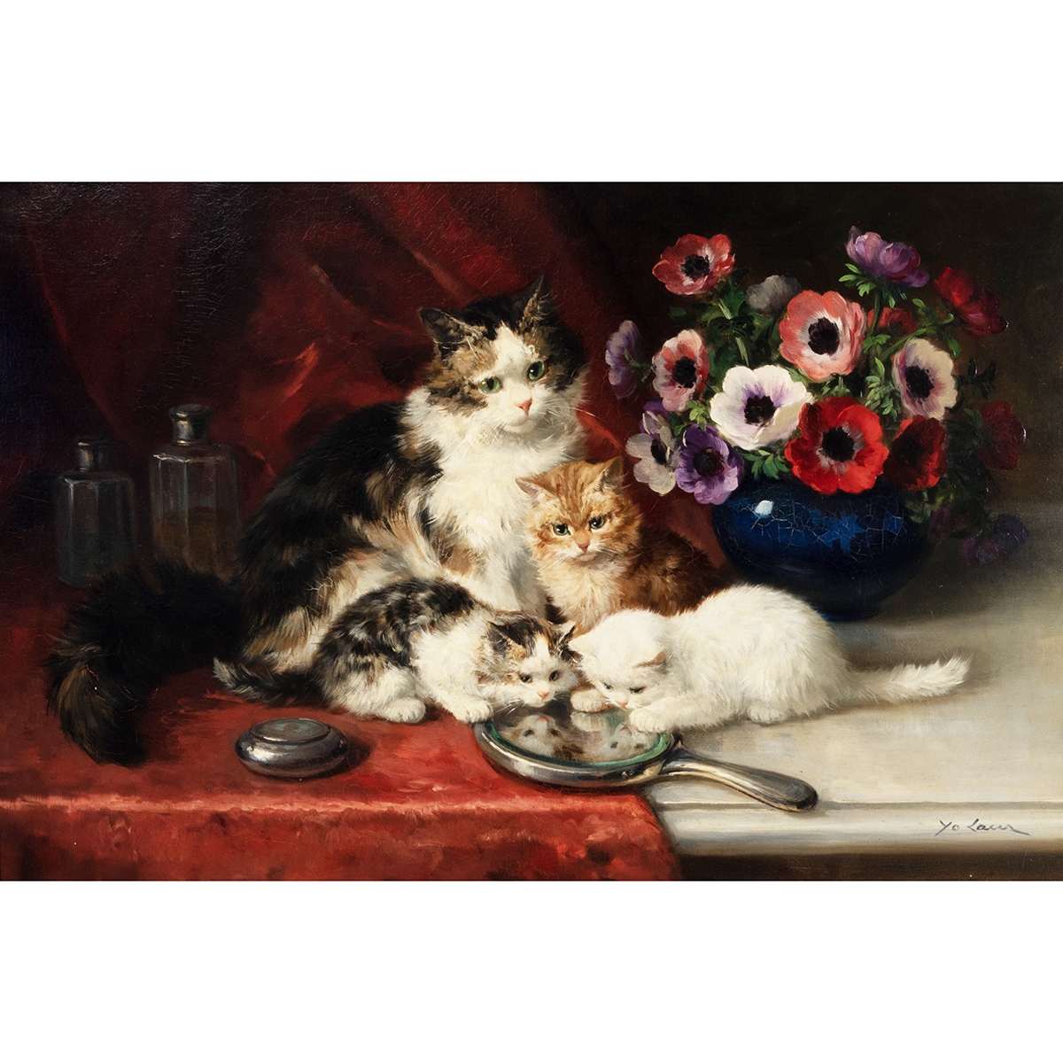 Marie Yvonne Laur | Cats with Flowers | MutualArt