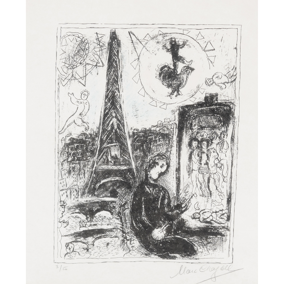 Marc Chagall | Painter at the Eiffel Tower | MutualArt