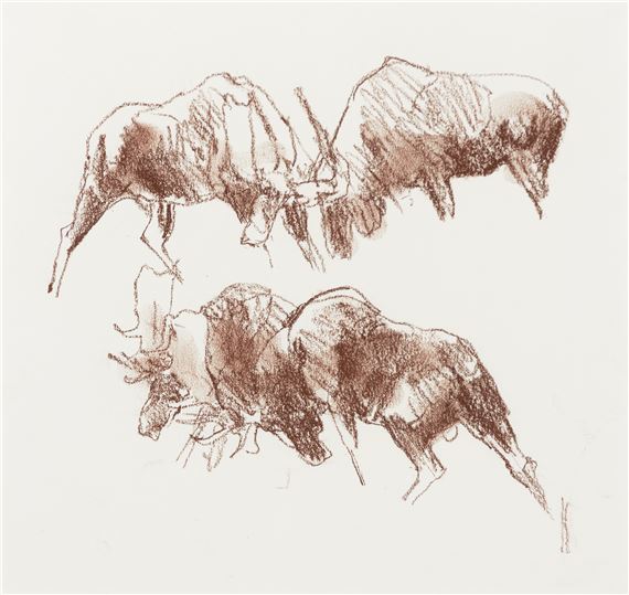Bob Kuhn | Moose Battle | MutualArt