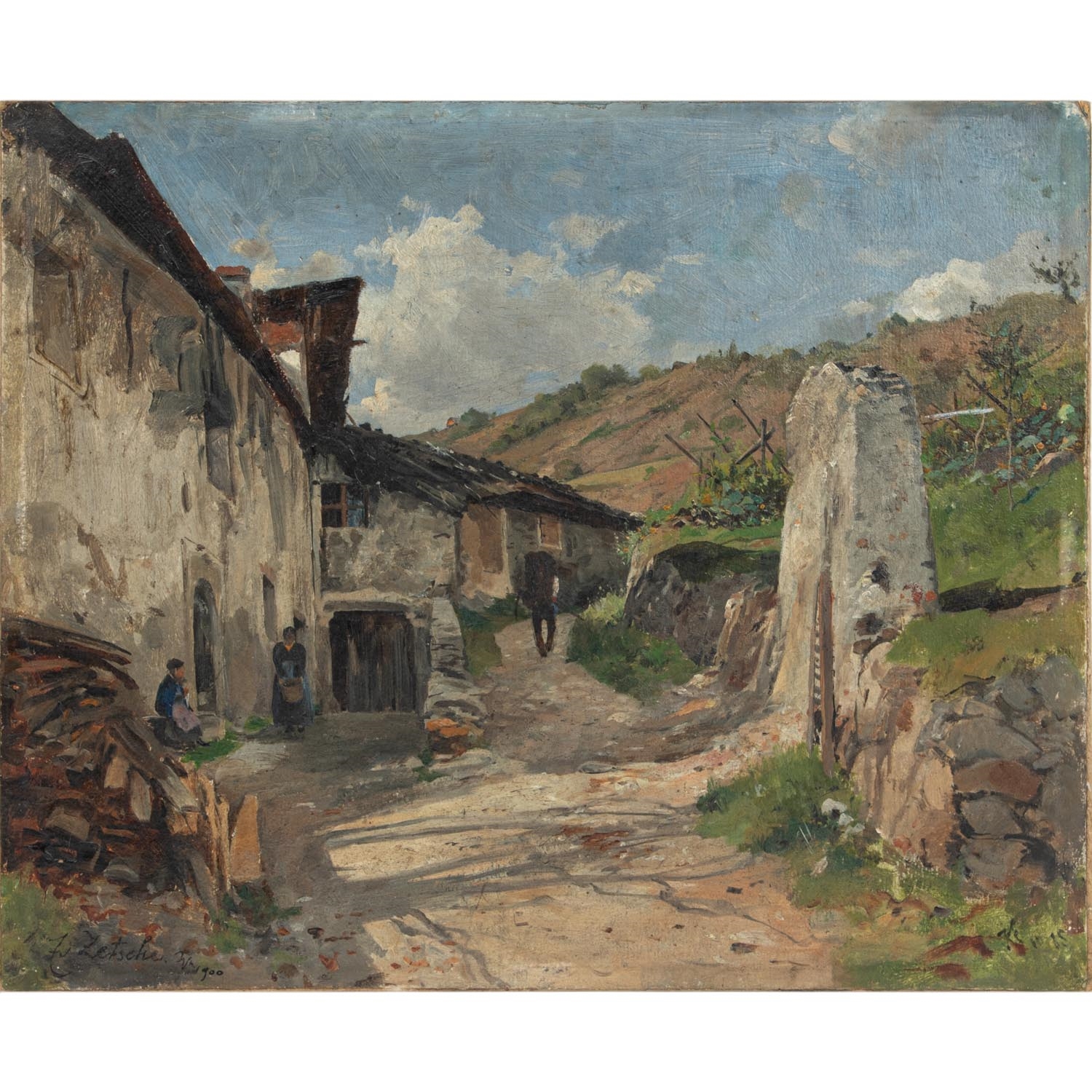 Eduard Zetsche | Outskirts of a village on a summer day (1900) | MutualArt