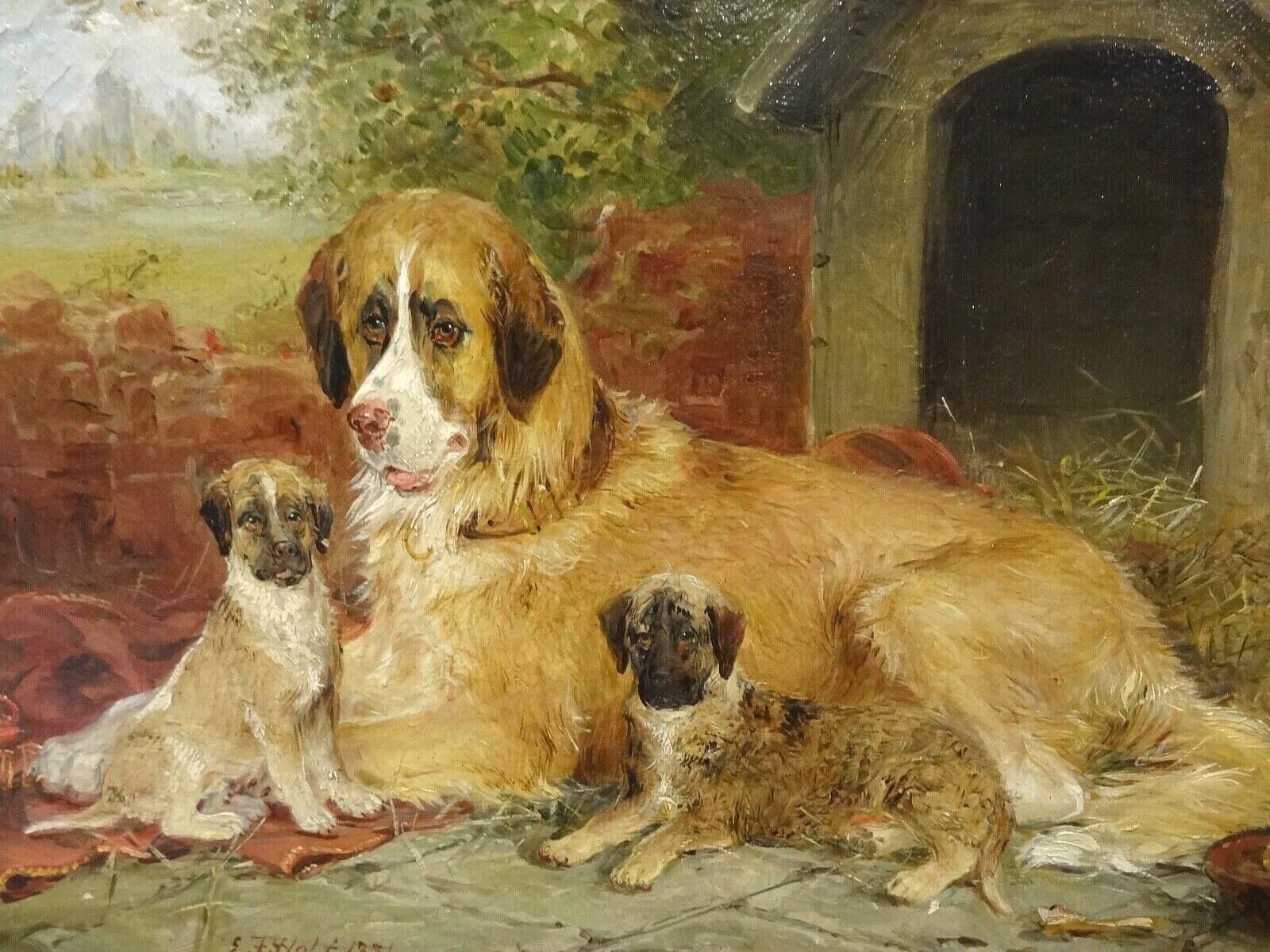 Edwin Frederick Holt | ST BERNARD DOG MOTHER & PUPPIES (19th Century ...