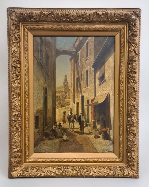 Jacques François Carabain | Animated view of an Italian town | MutualArt