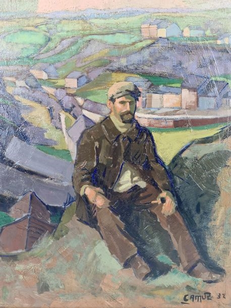 Gustave Camus | Resting man smoking his pipe at the bottom of a slag ...