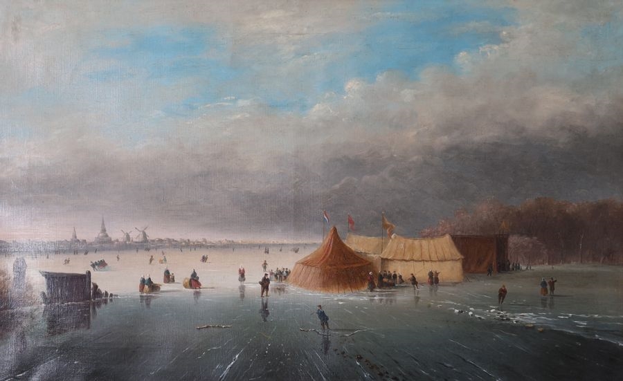 Charles Léon Cardon | Dutch landscape animated by skaters along the ...