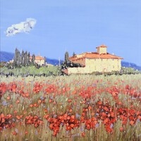 Bruno Tinucci | Italian landscape with sunlit farm buildings and ...