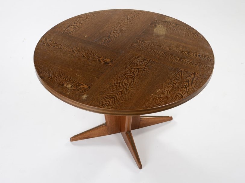 André Sornay | Table with a circular top in wenge veneer with a band ...