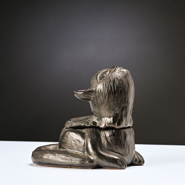 Jean Marais | Red earthenware box enameled black zoomorphic depicting a ...
