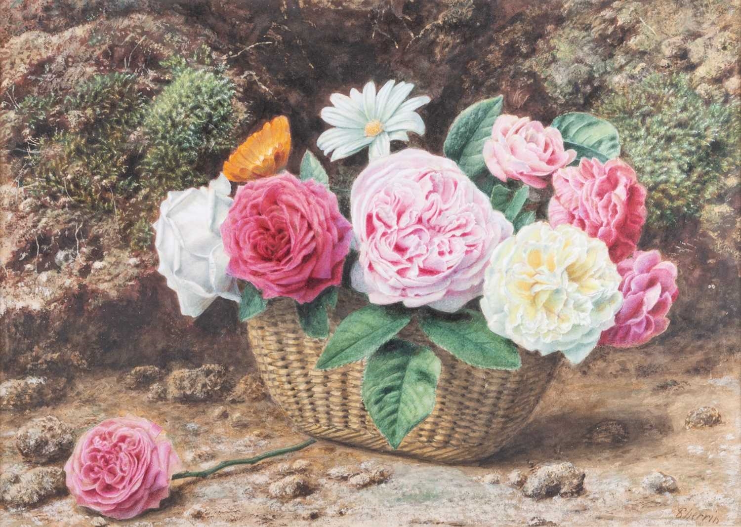 John Sherrin | STILL LIFE OF FLOWERS IN A BASKET | MutualArt