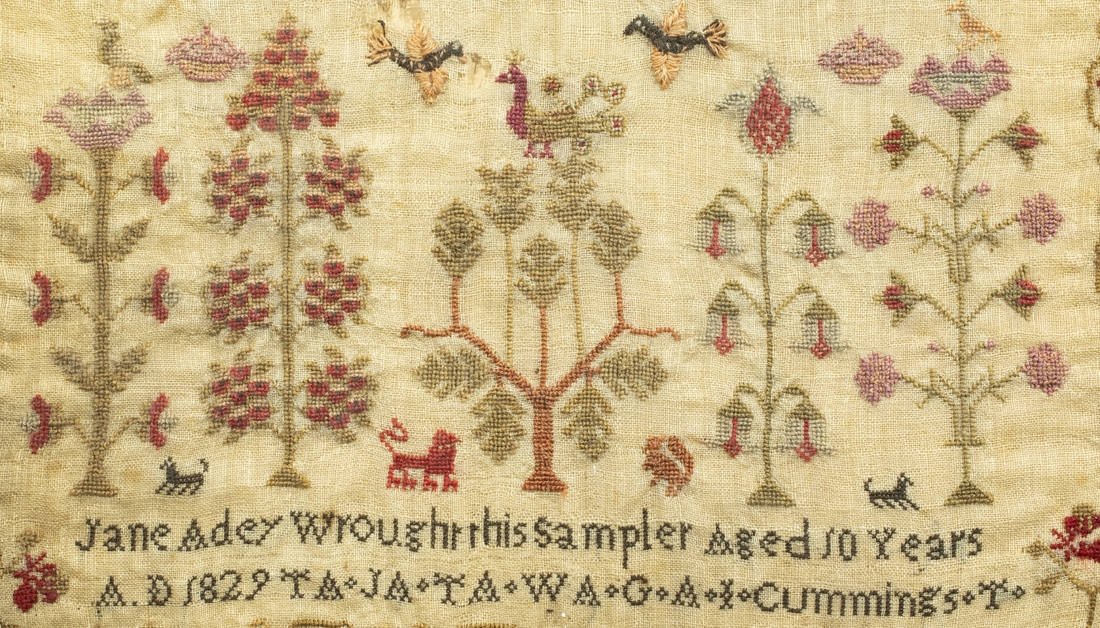 Jane Adey, | A Framed English Needlework Sampler (1829) | MutualArt