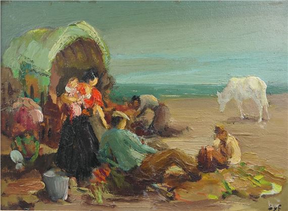 Marcel Dyf | . Scène animée de gitans et cheval | MutualArt