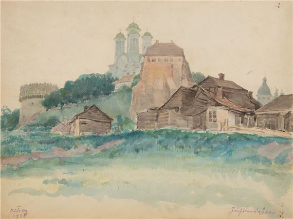 Jozef Pieniazek | View for the castle of Ostrogscy in Ostrog (1935 ...