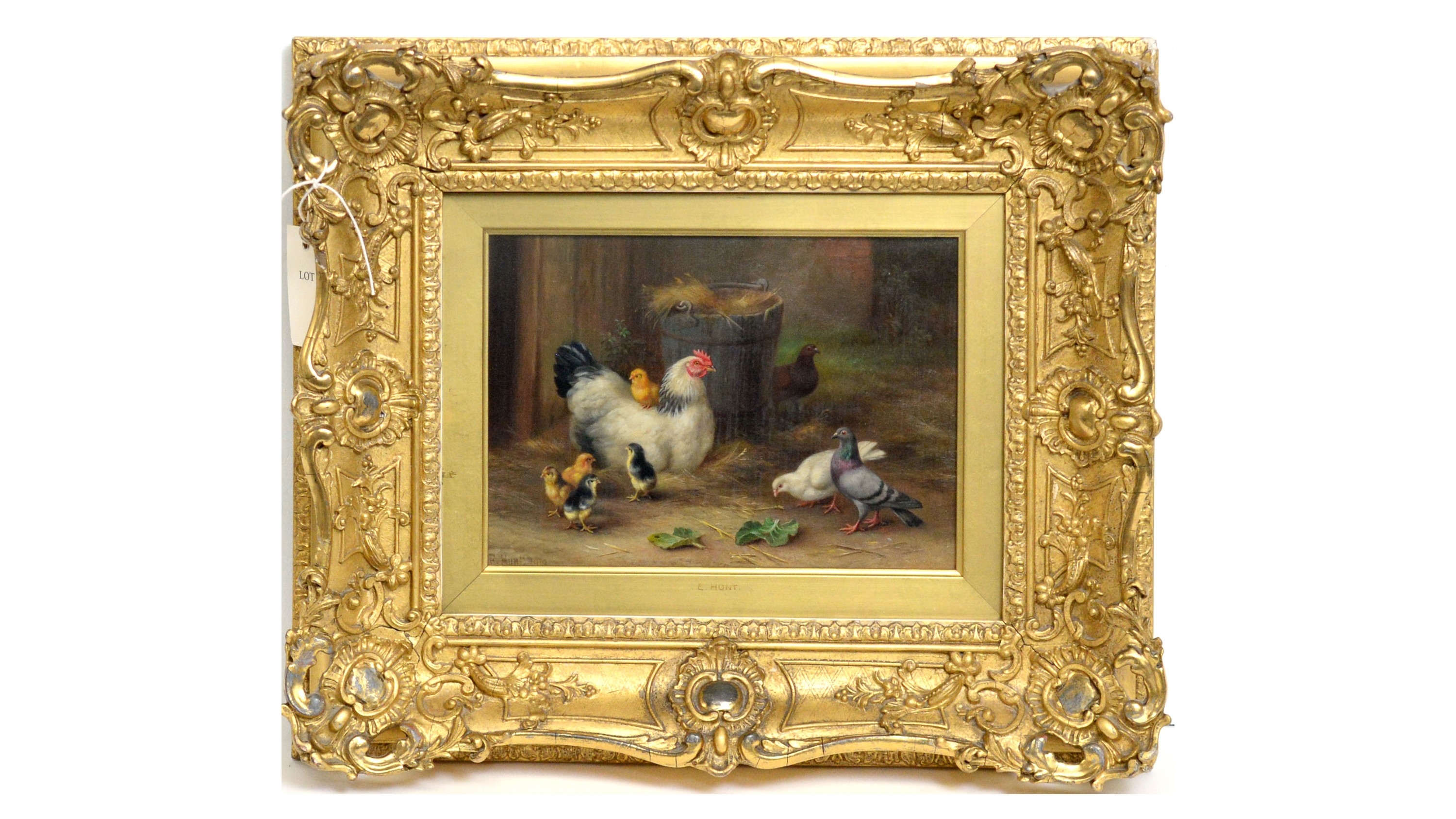 Edgar Hunt | Pigeons and a Peep of Chickens | MutualArt