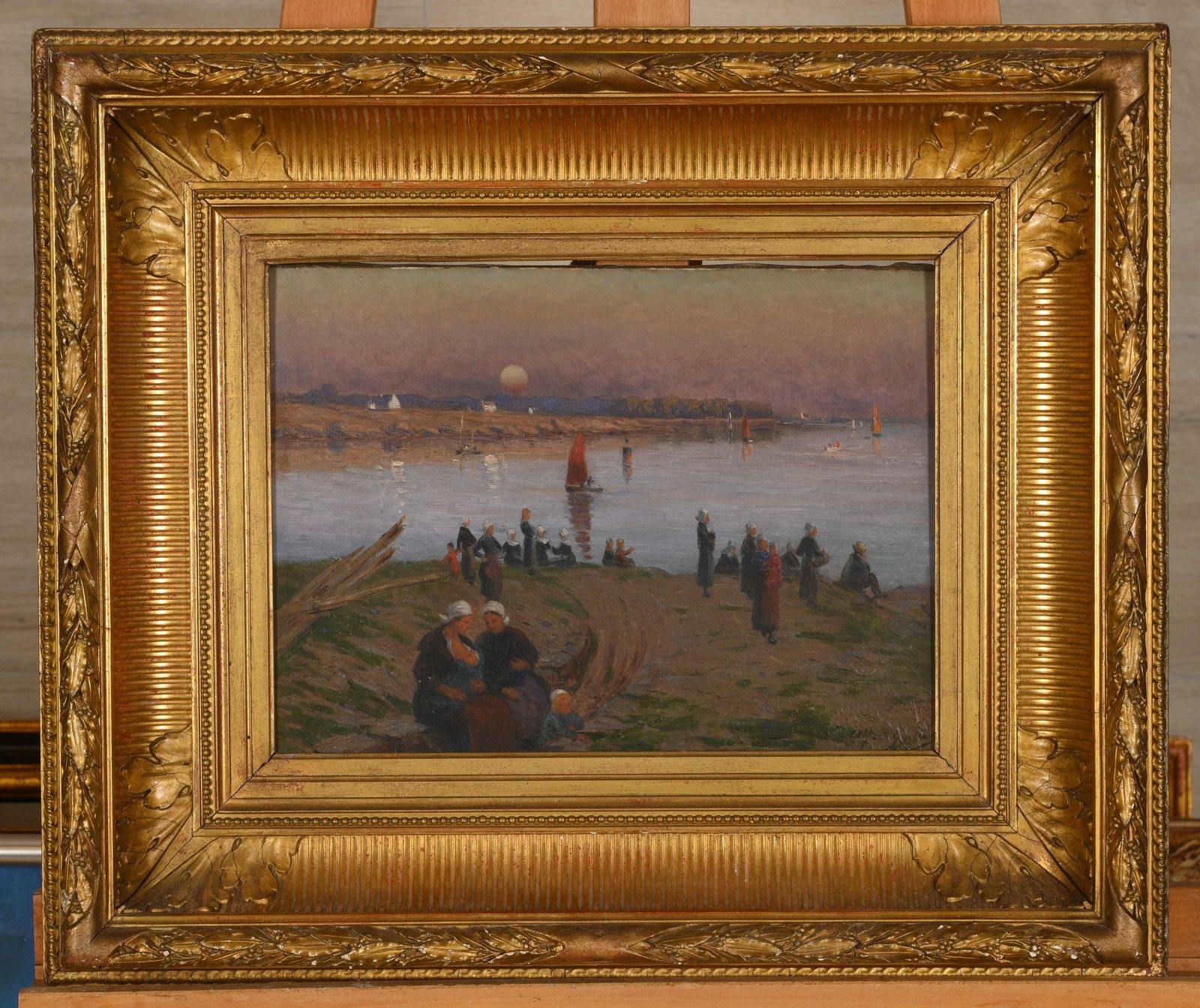 Alfred Guillou | L'attente des bretonnes soleil couchant | MutualArt